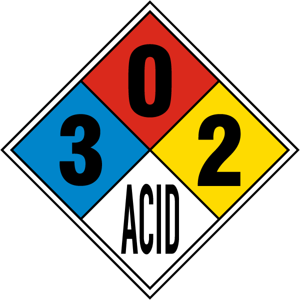 Magnetic NFPA Diamond 3-0-2-FOR ACID, SULFIRIC ACID, NO WATER – Veteran ...
