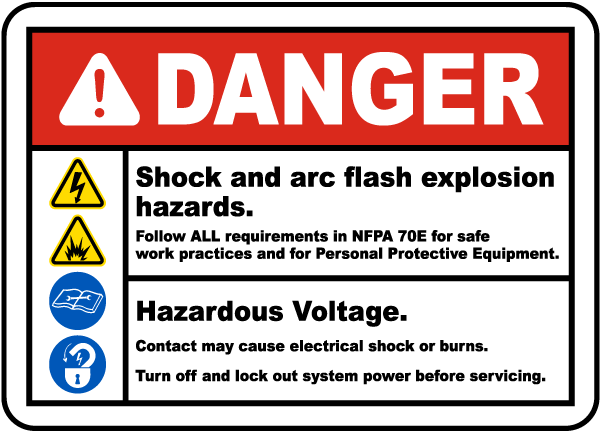 Danger Shock And Arc Flash Explosion Hazards Label – Veteran Safety ...