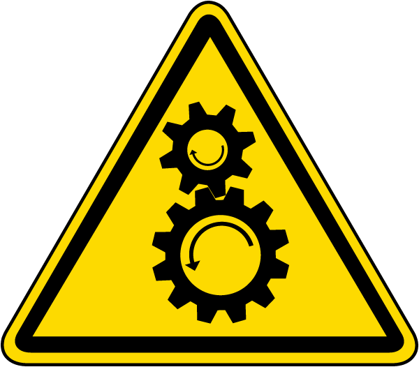 Rotating Gears Hazard Label (ISO) – Veteran Safety Solutions