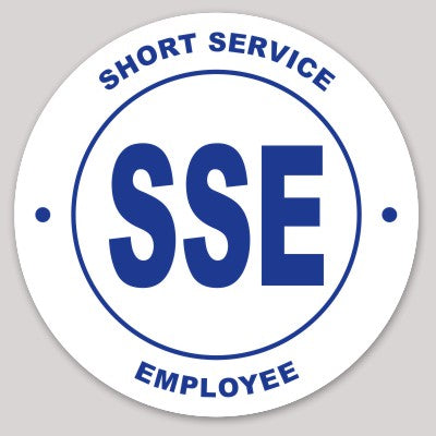 Short Service Employee (SSE) Hard Hat Sticker ( Blue on White ...
