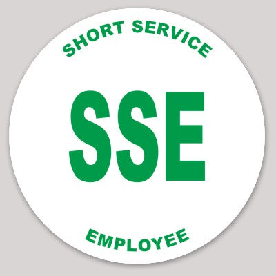 Short Service Employee Hard Hat Sticker _ SSE ( Green On White ...
