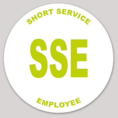 Short Service Employee Hard Hat Sticker _ SSE ( Lime On White ...