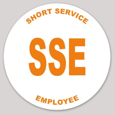 Short Service Employee Hard Hat Sticker _ SSE ( Orange On White ...