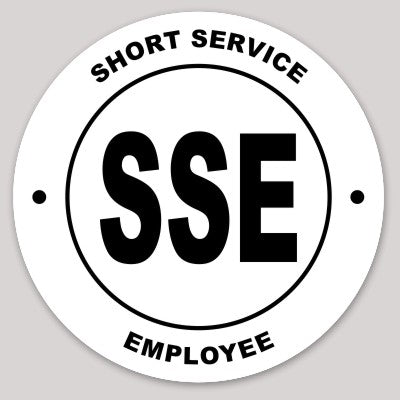 Short Service Employee (SSE) Hard Hat Sticker ( Black on White ...