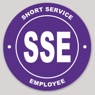 Short Service Employee (SSE) Hard Hat Sticker ( White on Purple ...